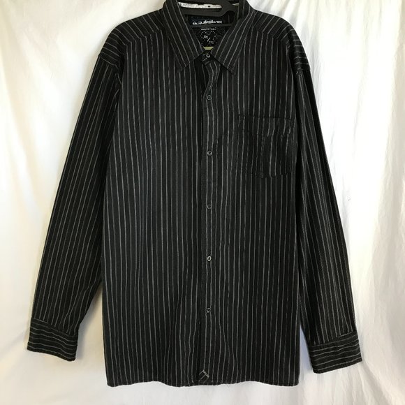 Quiksilver | Shirts | Quicksilver Shirt Men Xxl Black White Striped ...